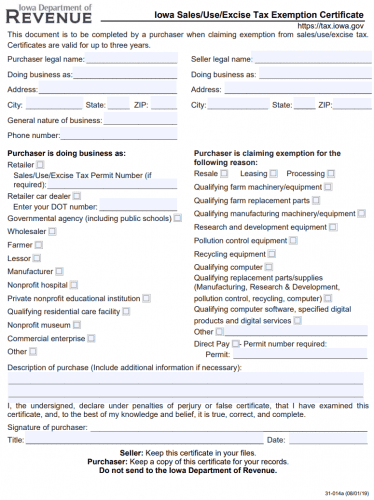 How To Get An Iowa Sales Tax Exemption Certificate - StartUp 101
